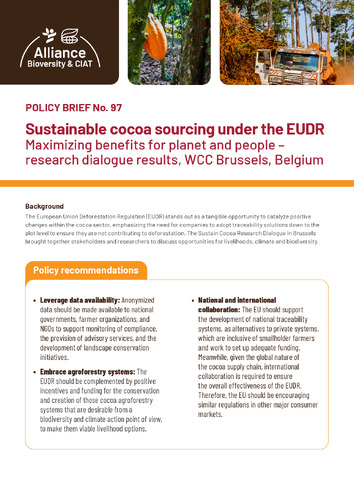Sustainable cocoa sourcing under the EUDR. Maximizing benefits for planet and people – research ...