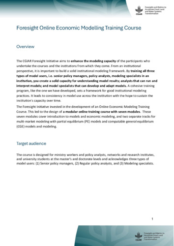 Foresight online economic modelling training course | Alliance Bioversity International - CIAT