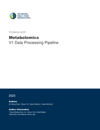 Metabolomics V1 Data Processing Pipeline Alliance Bioversity