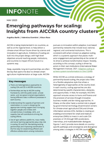Emerging Pathways For Scaling Insights From Aiccra Country Clusters