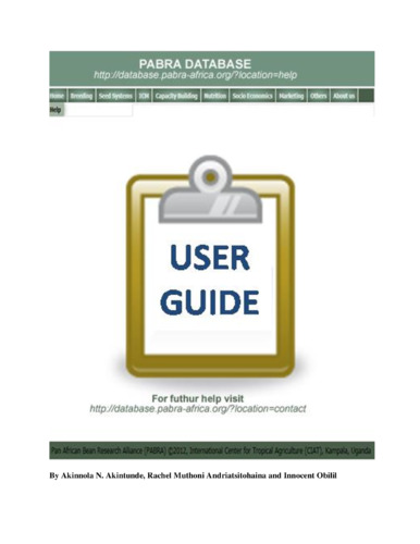 PABRA Database user manual | Alliance Bioversity International - CIAT