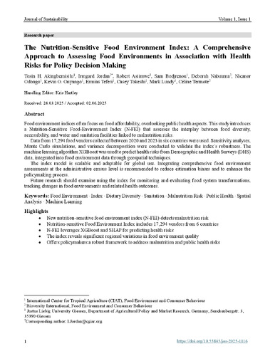 The Nutrition-Sensitive Food Environment Index: A comprehensive ...