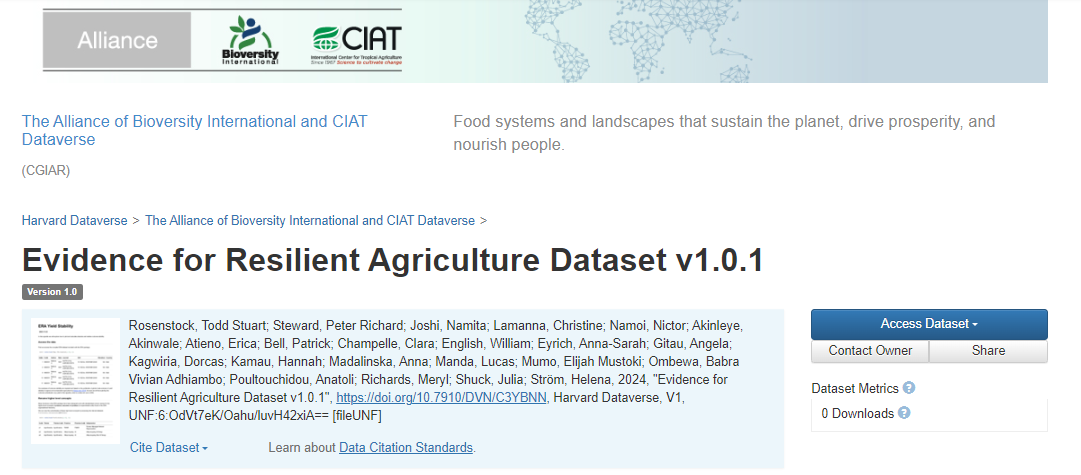 Evidence for Resilient Agriculture Dataset v1.0.1 | Alliance Bioversity International - CIAT