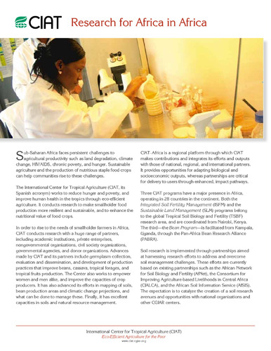 . Research for Africa in Africa. CIAT Brief, No. 19. Cali, Colombia