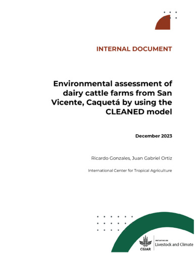 Environmental assessment of dairy cattle farms from San Vicente ...