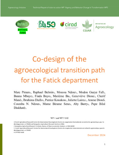 Co-design of the agroecological transition path for the Fatick ...