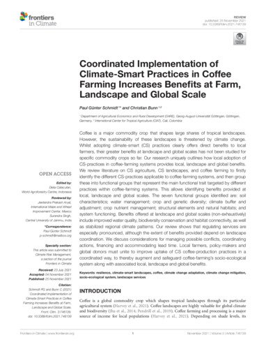 Coordinated implementation of climate-smart practices in coffee farming ...