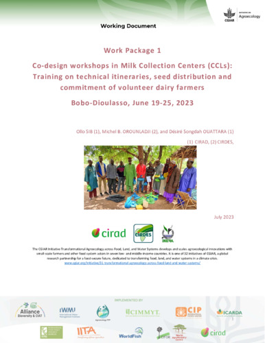 Co-design workshops in Milk Collection Centers (CCLs): Training on technical itineraries, seed ...