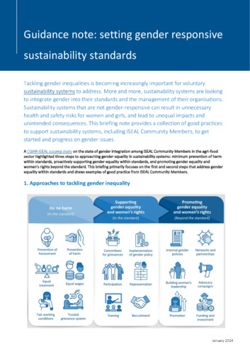 Guidance note: Setting gender responsive sustainability standards ...