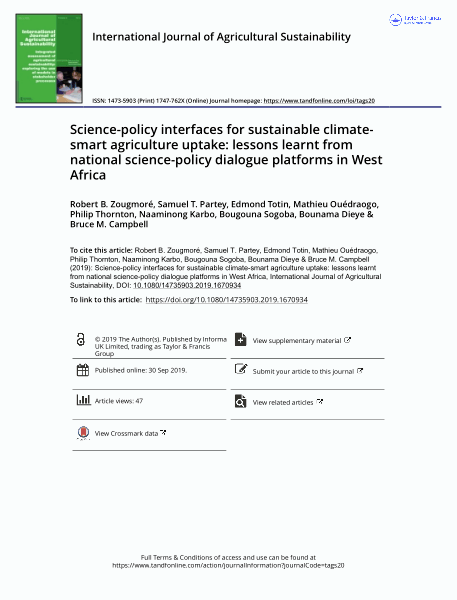 Science-policy interfaces for sustainable climatesmart agriculture ...