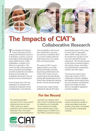 The impacts of CIAT's collaborative research | Alliance Bioversity ...