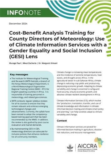 Cost-benefit analysis training for county directors of meteorology: Use ...
