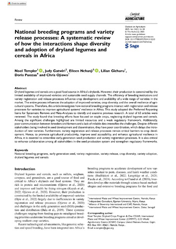 National breeding programs and variety release processes: A systematic review of how the ...