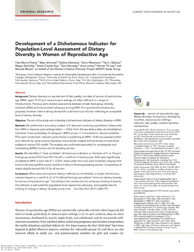 Development of a dichotomous indicator for population
