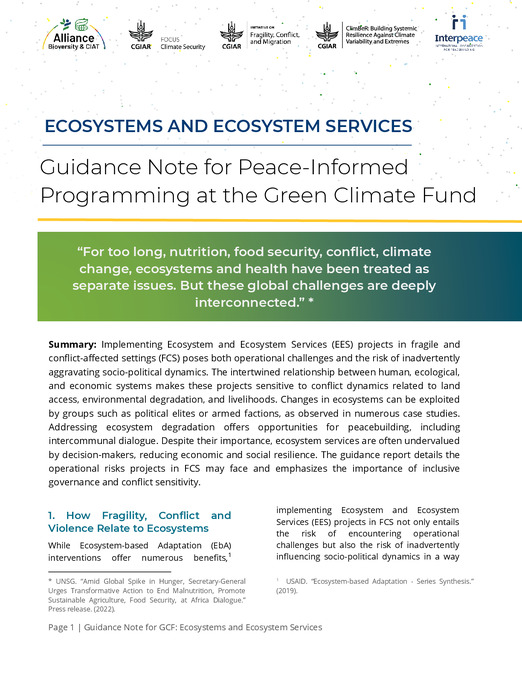 Guidance note for peace-informed programming at the Green Climate Fund ...