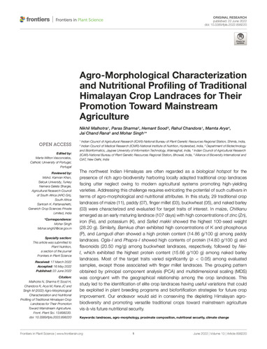 Agro-morphological characterization and nutritional profiling of ...