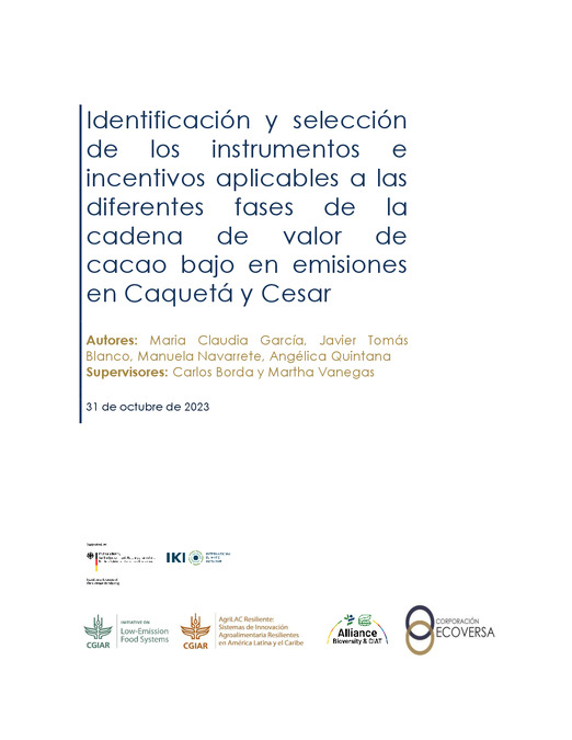 Identificación y selección de los instrumentos e incentivos aplicables ...