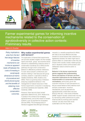 Farmer experimental games for informing incentives