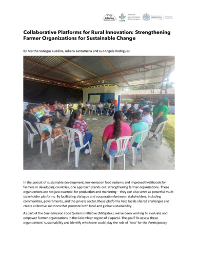 Collaborative platforms for rural innovation: Strengthening farmer ...