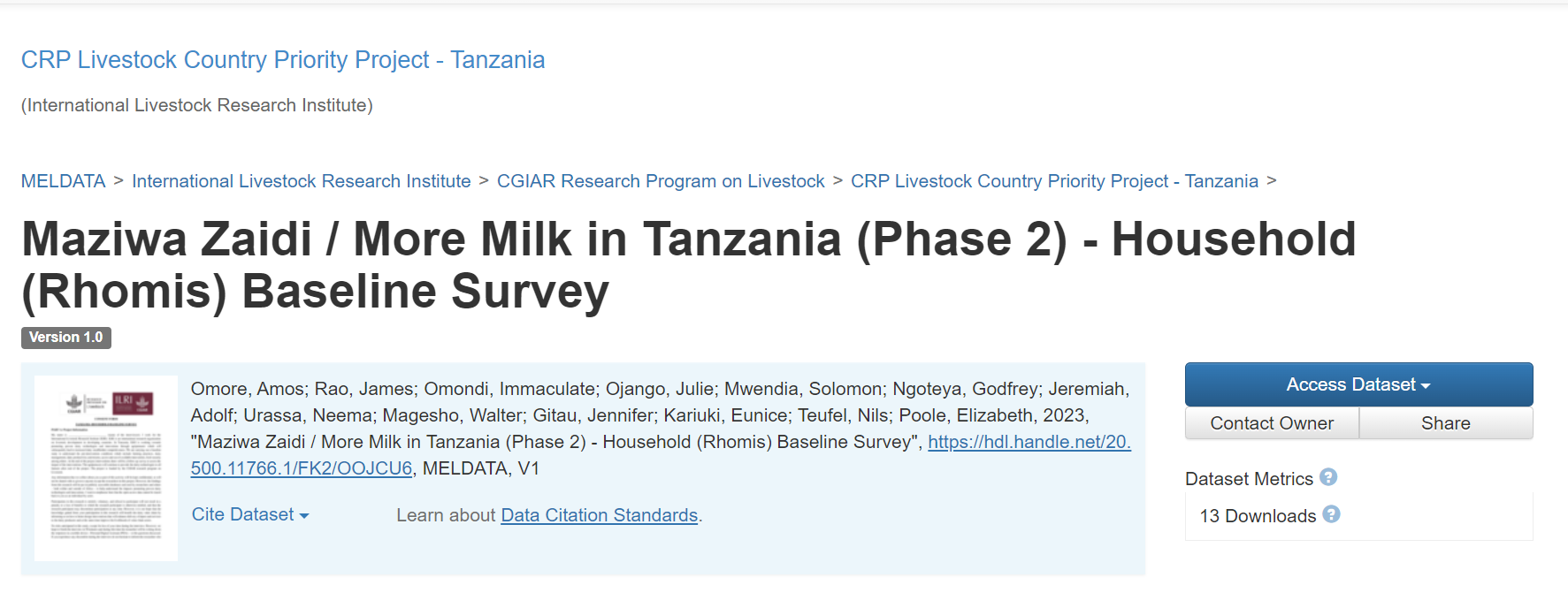 Maziwa Zaidi / More Milk in Tanzania (Phase 2) - Household (Rhomis ...