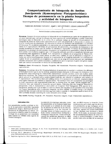 Comportamiento de búsqueda de Amitus fuscipennis (Hymenoptera ...