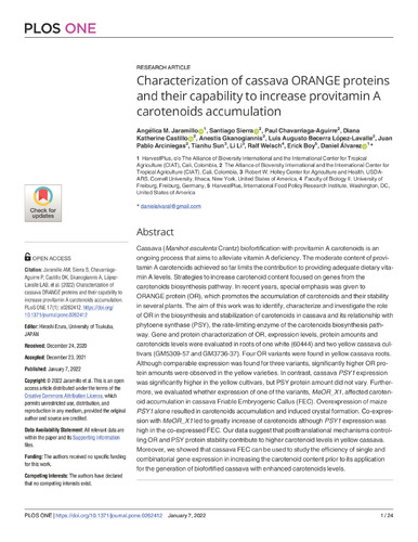 Characterization of cassava ORANGE proteins and their capability to ...