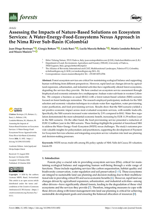 Assessing the impacts of nature-based solutions on ecosystem services ...
