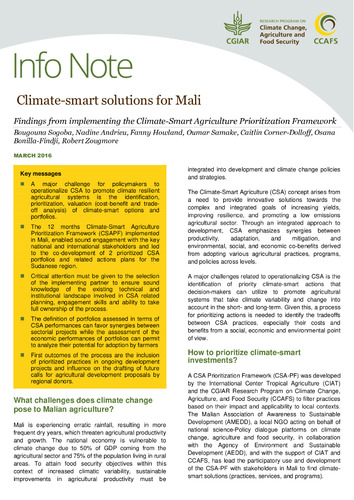 Climate-smart solutions for Mali: Findings from implementing the ...