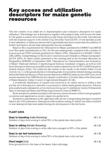Key access and utilization descriptors for maize genetic resources
