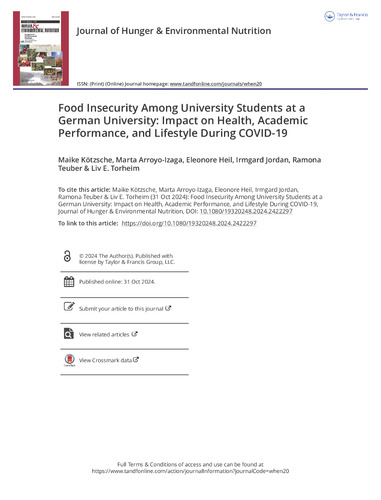 Food insecurity among university students at a German university ...