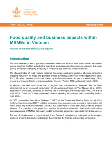 Food quality and business aspects within MSMEs in Vietnam | Alliance ...