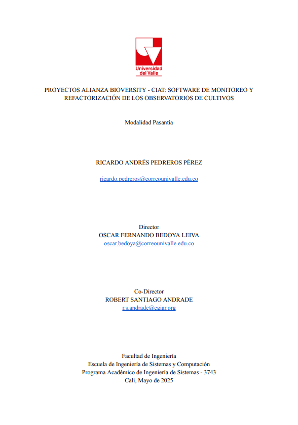 Proyectos Alianza Bioversity - CIAT: Software de Monitoreo y ...