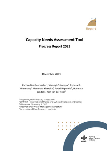 Capacity needs assessment tool - progress report 2023 | Alliance ...