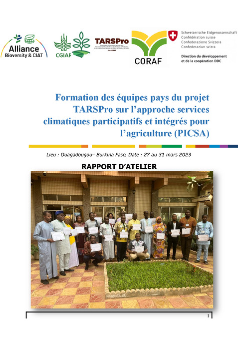 Formation des équipes pays du projet TARSPro sur l’approche services ...