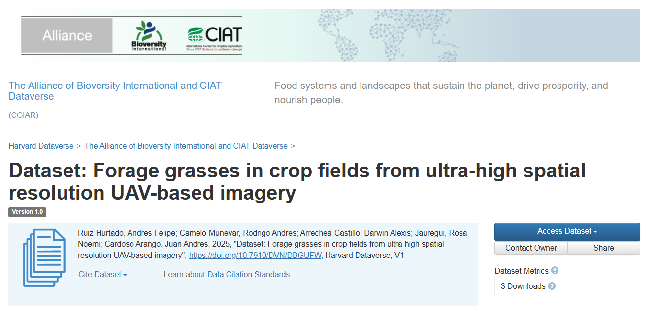 Dataset: Forage grasses in crop fields from ultra-high spatial resolution UAV-based imagery ...