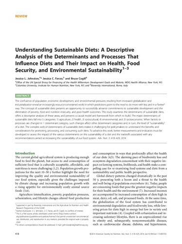 Understanding sustainable diets: a descriptive analysis