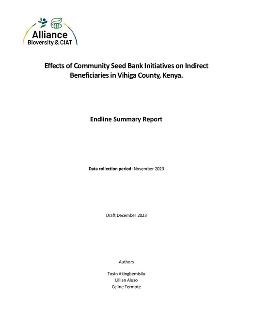 Effects of community seed bank initiatives on indirect beneficiaries in ...