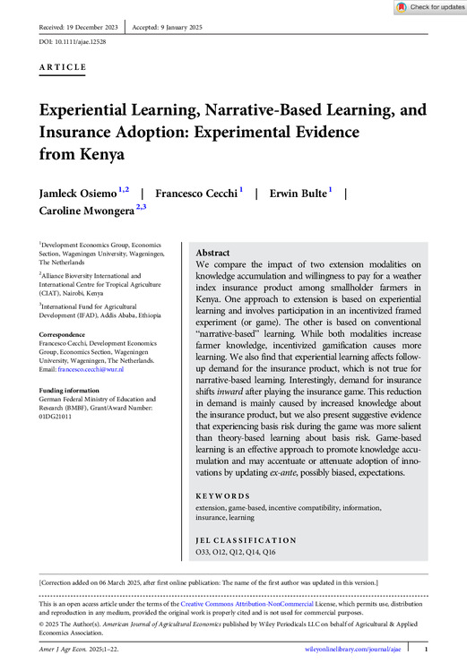 Experiential learning, narrative‐based learning, and insurance adoption ...