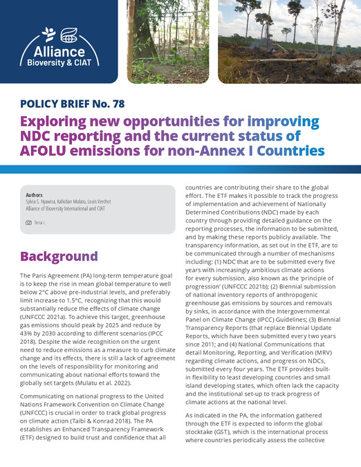 Exploring new opportunities for improving AFOLU emissions reporting and ...
