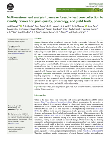 Multi-environment analysis to unravel bread wheat core collection to ...