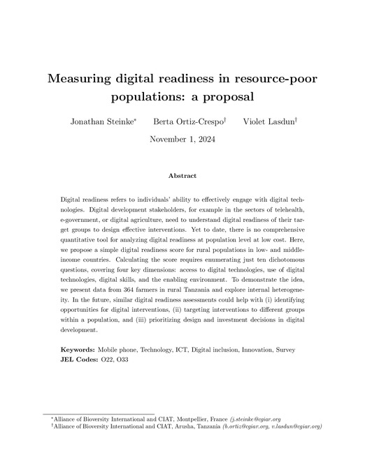 Measuring digital readiness in resource-poor populations: A proposal ...