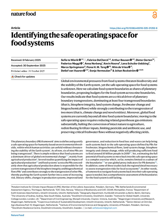 Identifying the safe operating space for food systems | Alliance ...