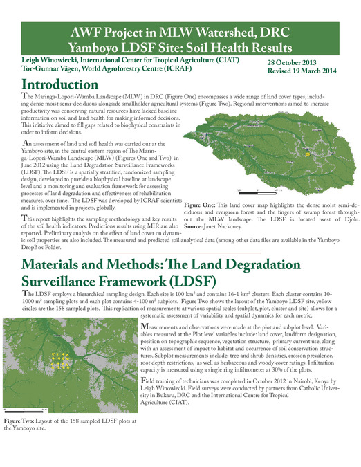 AWF Project in MLW Watershed, DRC Yamboyo LDSF Site