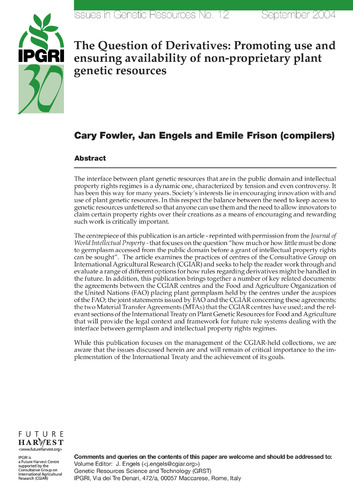 The question of derivatives: promoting use and ensuring availability of ...