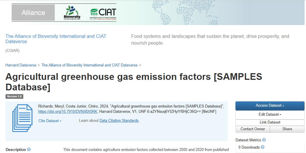 Agricultural greenhouse gas emission factors [SAMPLES Database] | Alliance Bioversity ...
