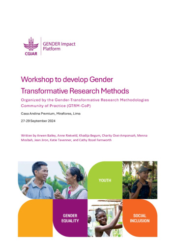 Workshop to develop gender transformative research methods | Alliance ...