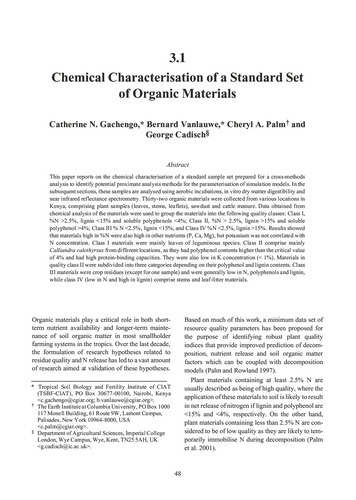 Chemical characterisation of a standard set of organic materials