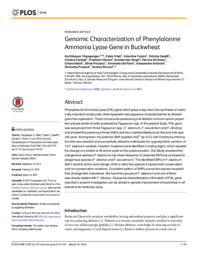 Genomic characterization of Phenylalanine ammonia lyase gene in ...