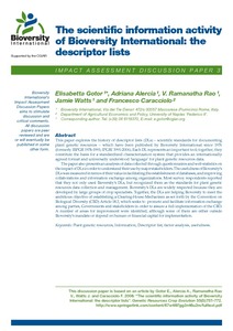 The scientific information activity of Bioversity International: the ...