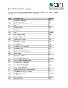 Code definitions for CIAT bean lines | Alliance Bioversity ...